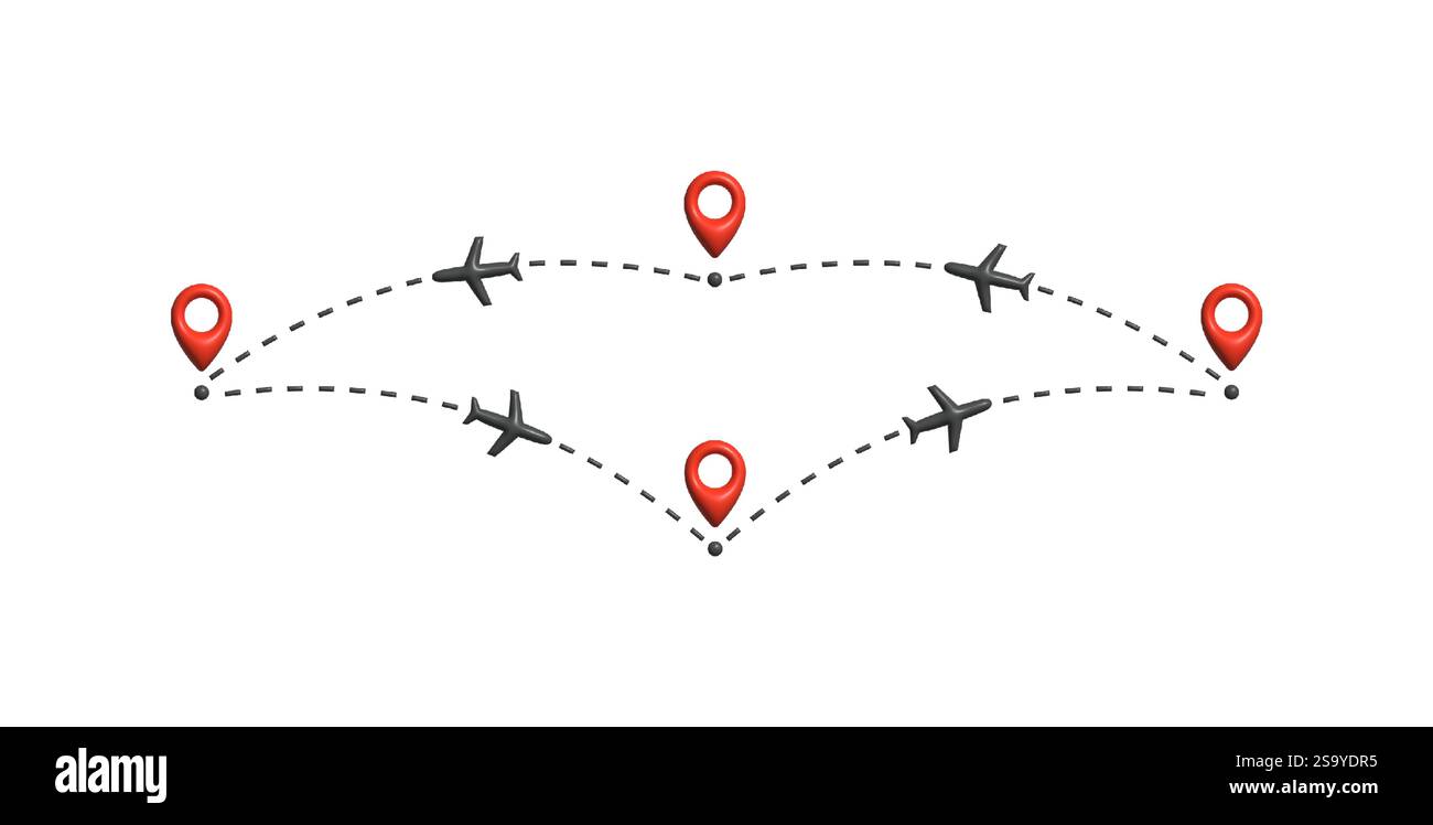 Airplanes flying along circular dashed flight path with multiple ... Airplanes flying along circular dashed flight path with multiple ...
