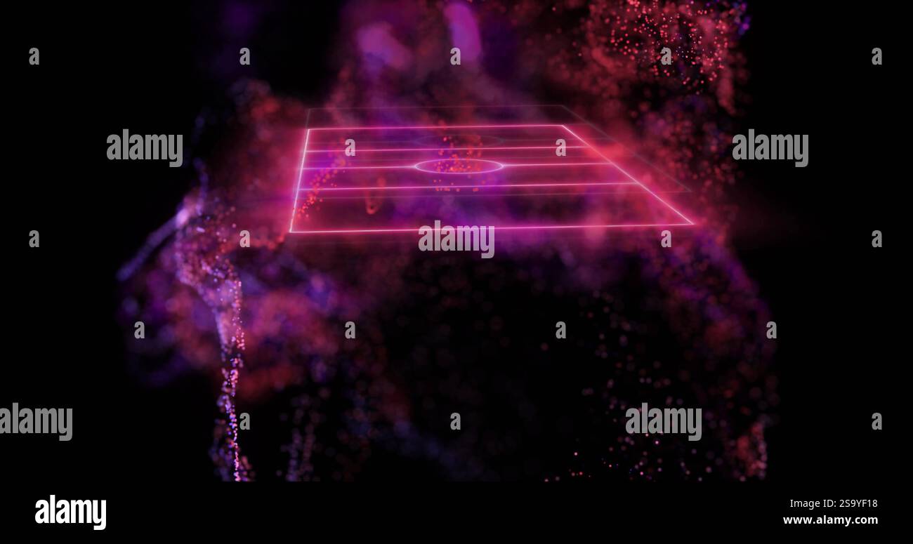 Image of neon sports field with glowing network of connections Stock ...