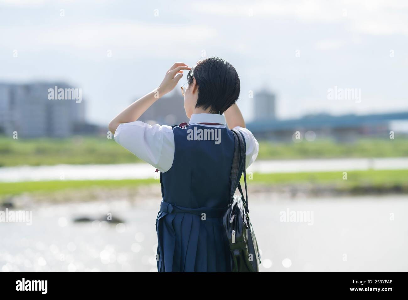 High school girls, back view Stock Photo - Alamy
