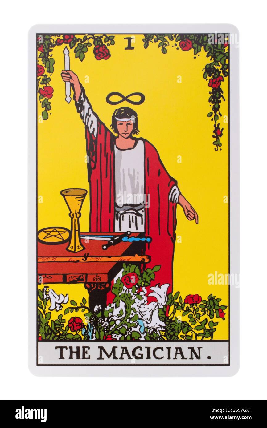 The magician tarot card on white background Stock Photo - Alamy