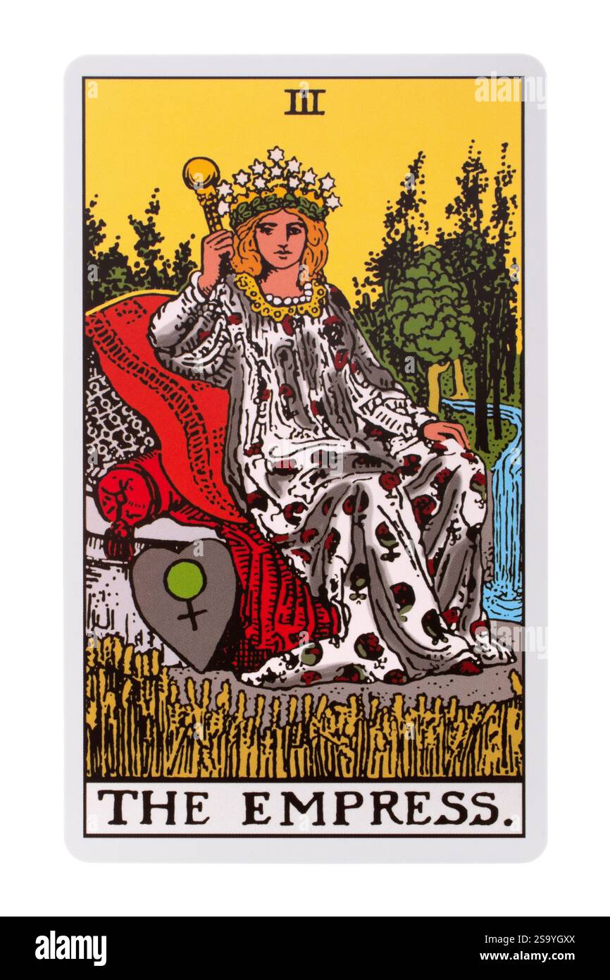 The empress tarot card on white background Stock Photo - Alamy