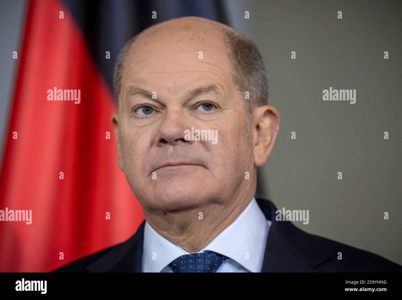 German Chancellor Olaf Scholz takes part in a statement with Danish ...