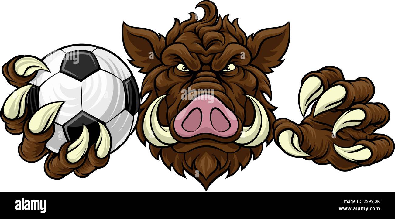 Boar Wild Hog Razorback Warthog Pig Soccer Mascot Stock Vector Image ...