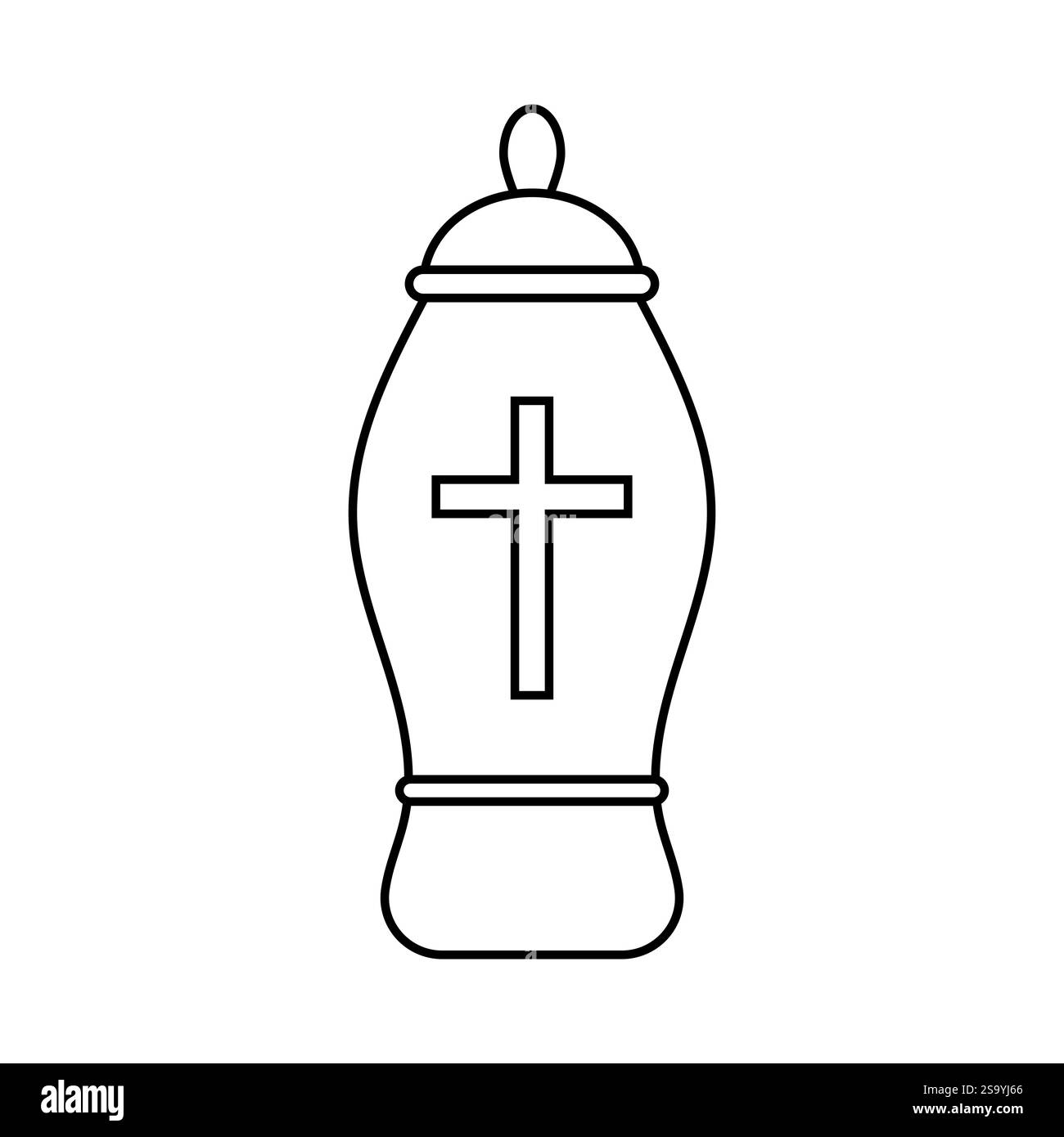 Outline Funeral Urn with Cross, cremation ashes burial urn Stock Vector ...