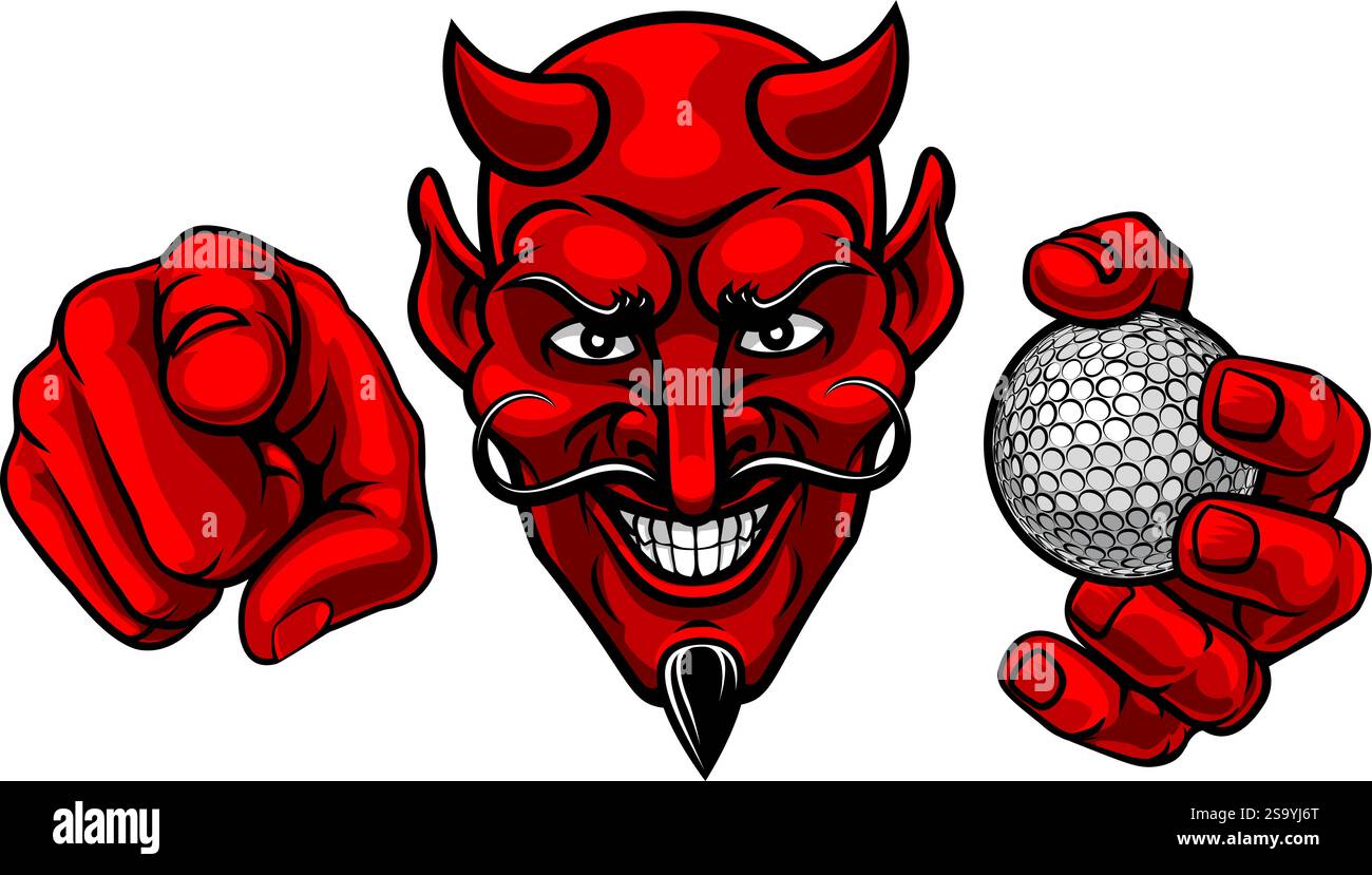 Devil Golf Ball Sport Team Mascot Illustration Stock Vector Image & Art ...