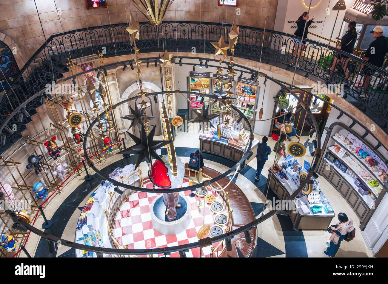 An inside view of the Popmart store with characters in surprise boxes ...