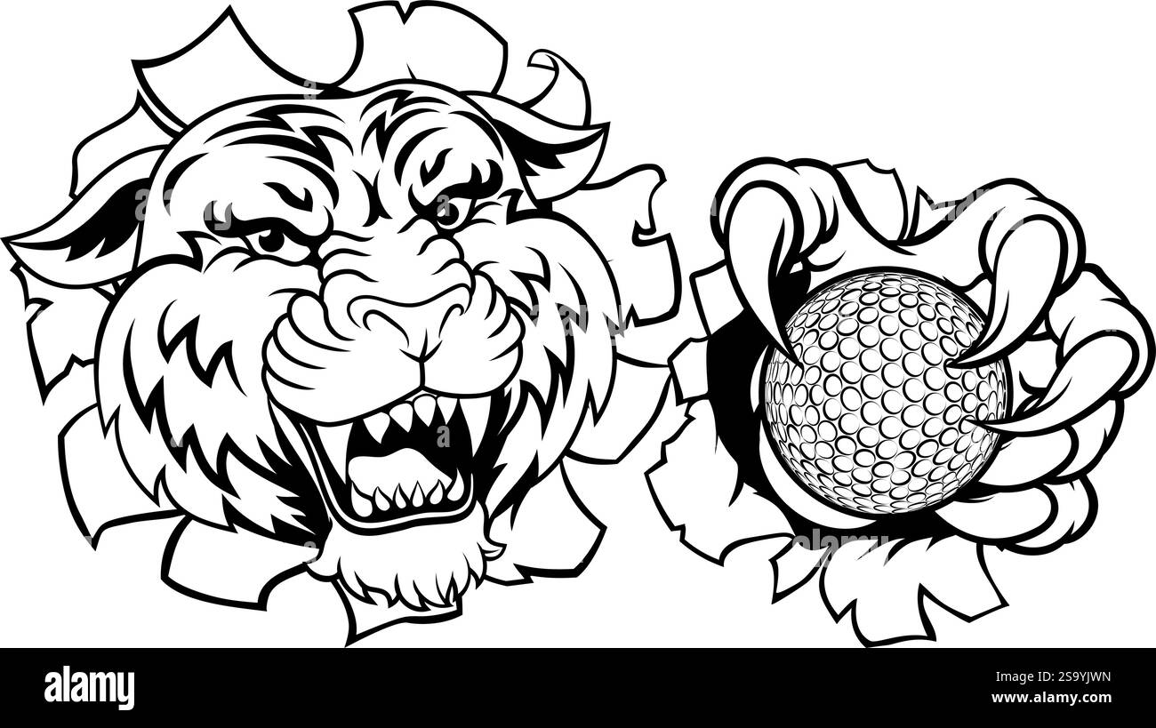 Tiger Golf Ball Sports Team Cartoon Animal Mascot Stock Vector Image ...