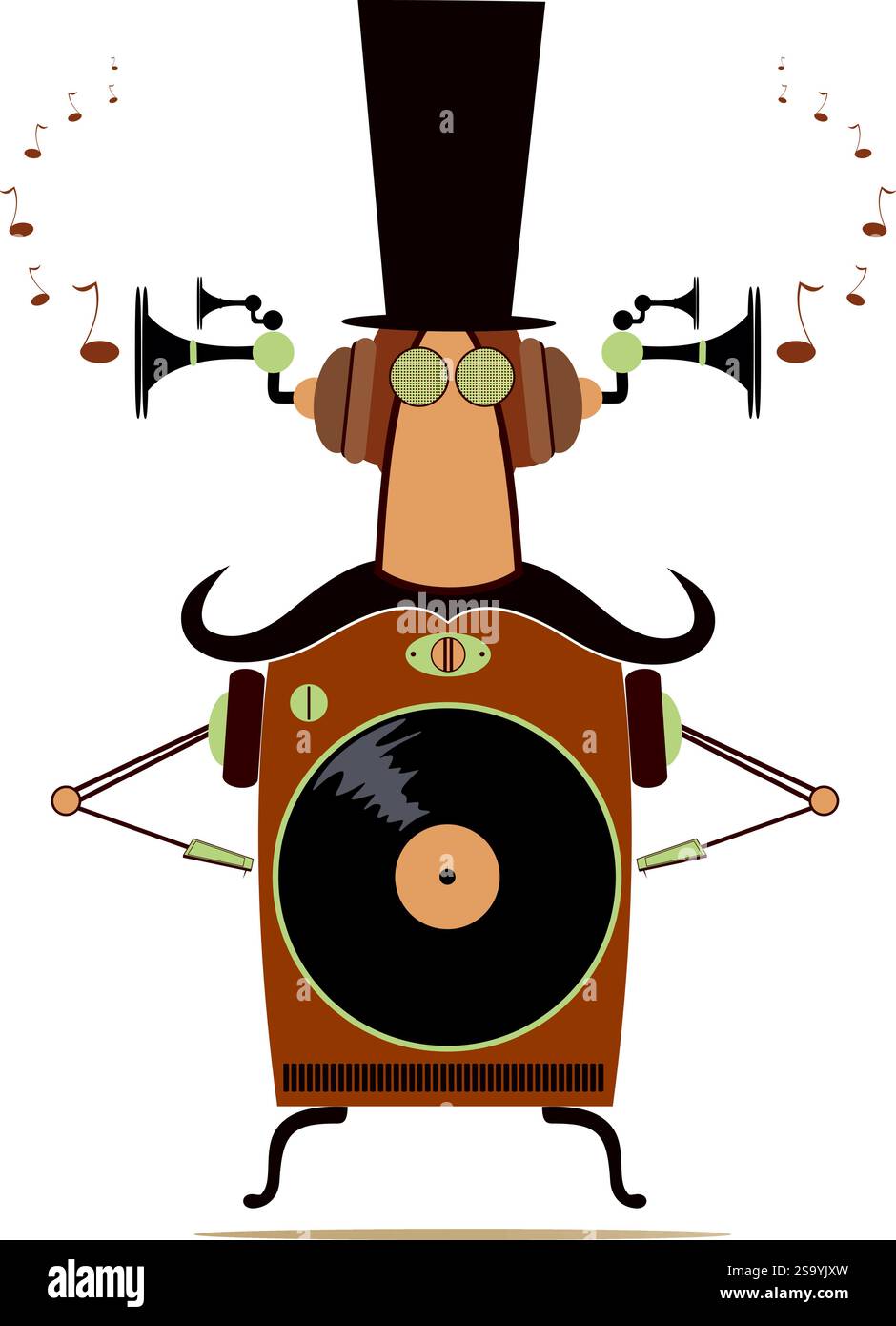 Funny old jukebox illustration. Cartoon old style jukebox. Isolated on ...