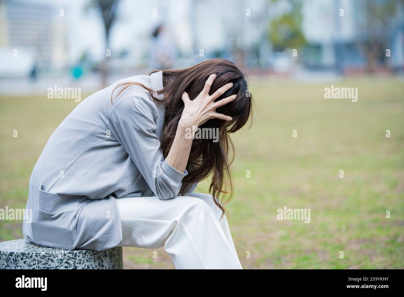 Women with stressed expressions Stock Photo - Alamy