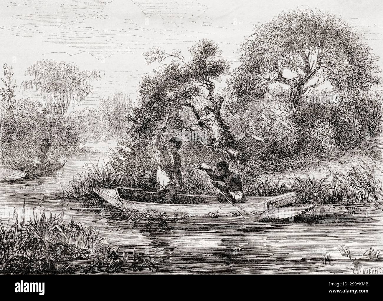 Fishermen from upper Senegal and The Falémé River, 19th century. Seen ...