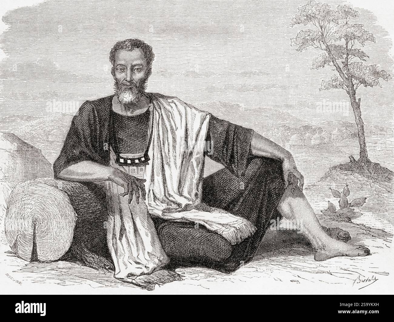 A Marabout, Muslim holy man or hermit, Senegal, 19th century. Seen ...