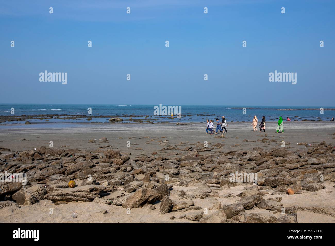 Tourists enjoying the beach at Saint Martin's Island, the only coral ...