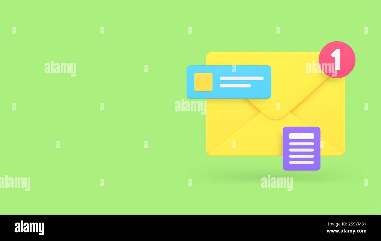 Incoming message inbox mailbox letter document notification banner copy ...