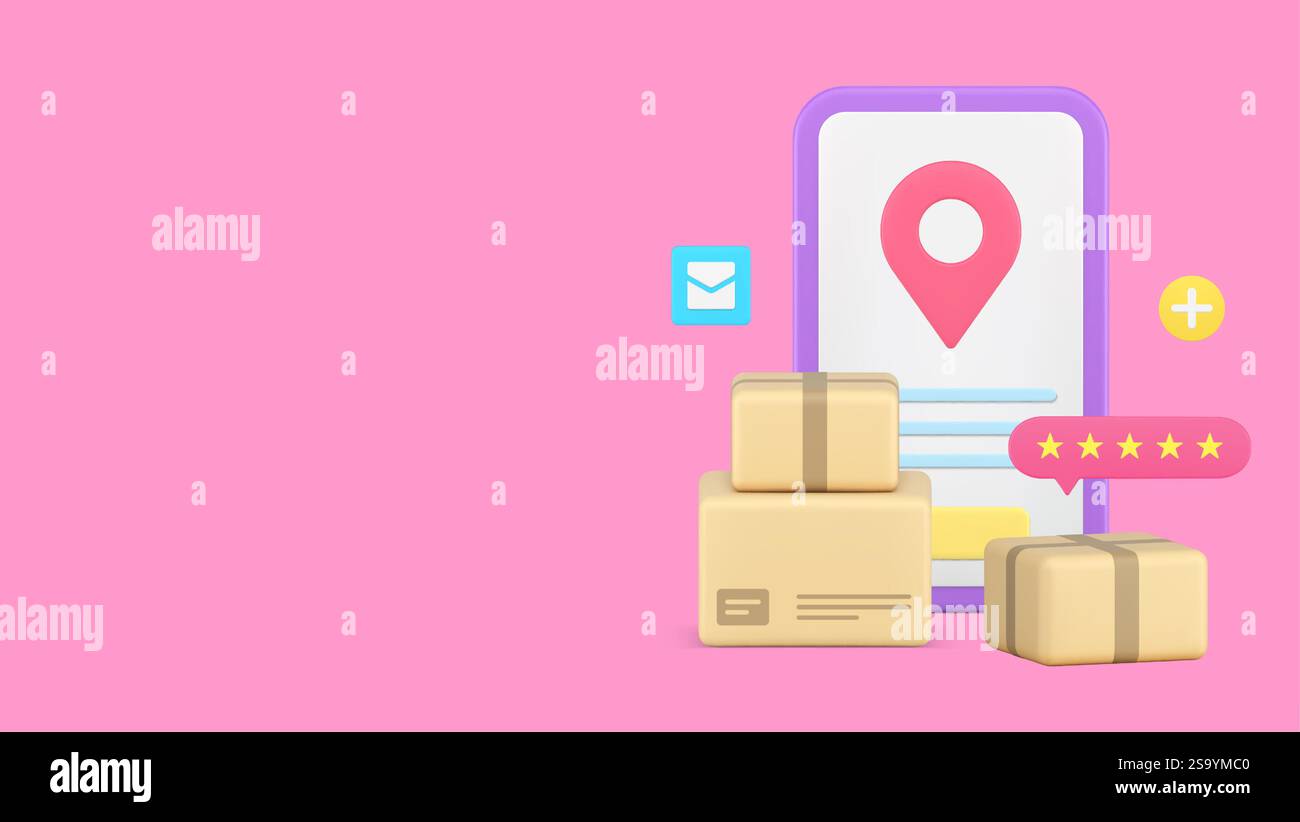 Postal parcel delivery tracking smartphone application banner copy ...