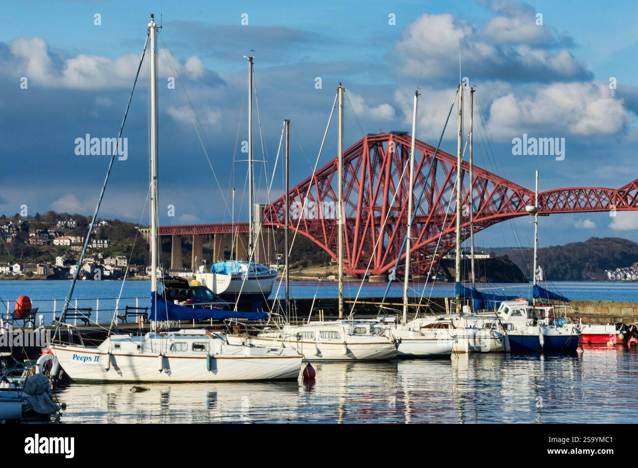 Forth Railway Bridge from old harbour, South Queensferry, west lothian, Edinburgh, Scotland, UK ...
