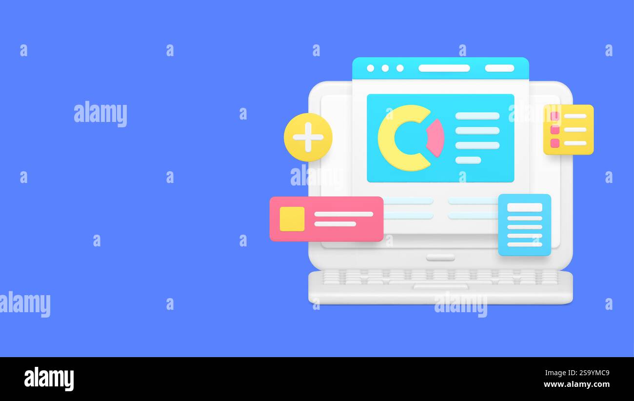 Laptop browser workflow data business analyzing banner copy space ...