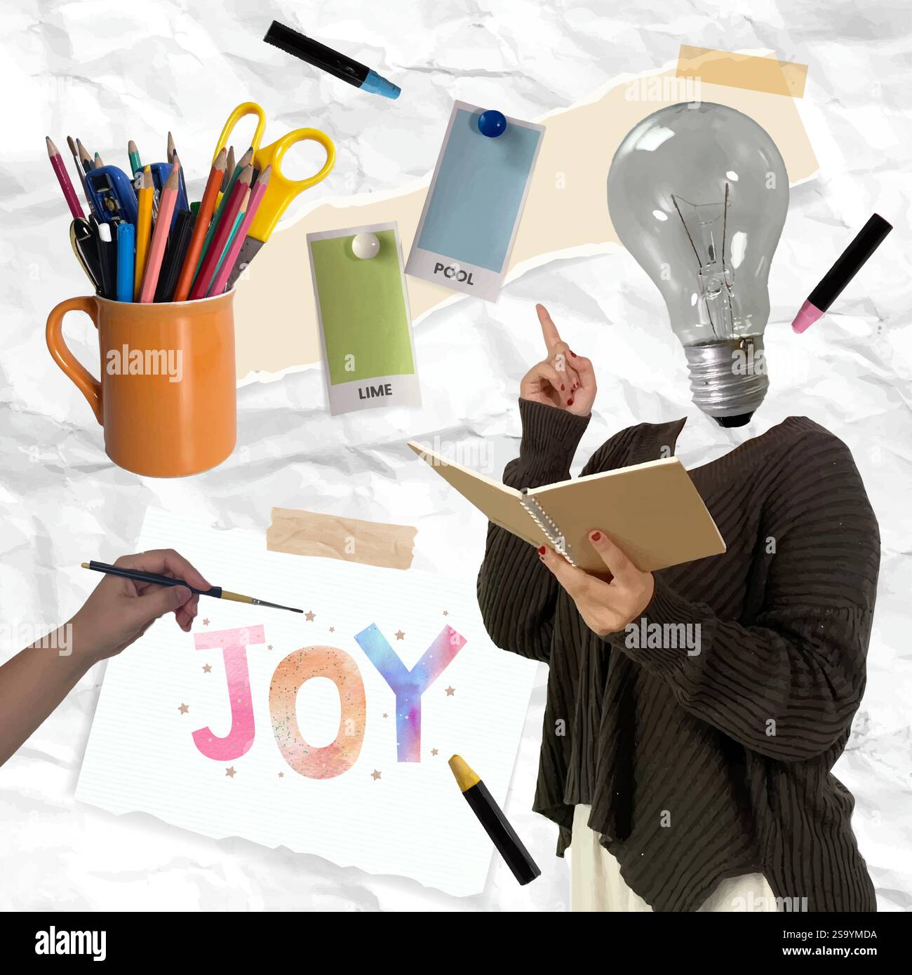 Back to school collage with art supplies and creative inspiration ...