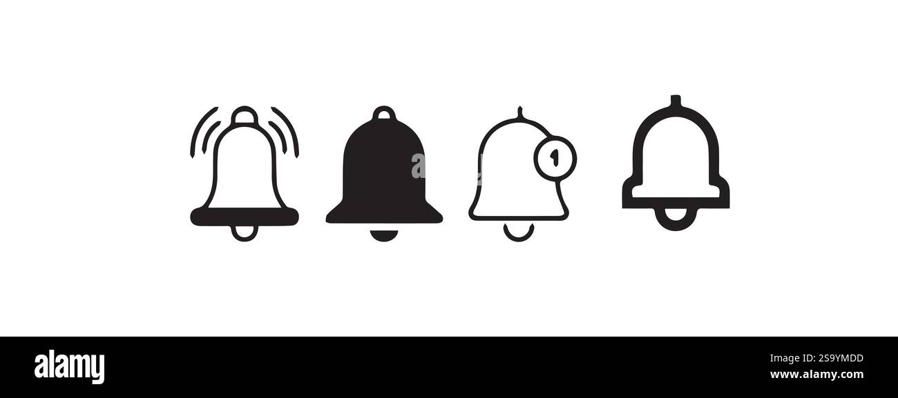 Notification icons, bell icon alert symbols, sound alert icons, notification badges, alert ...