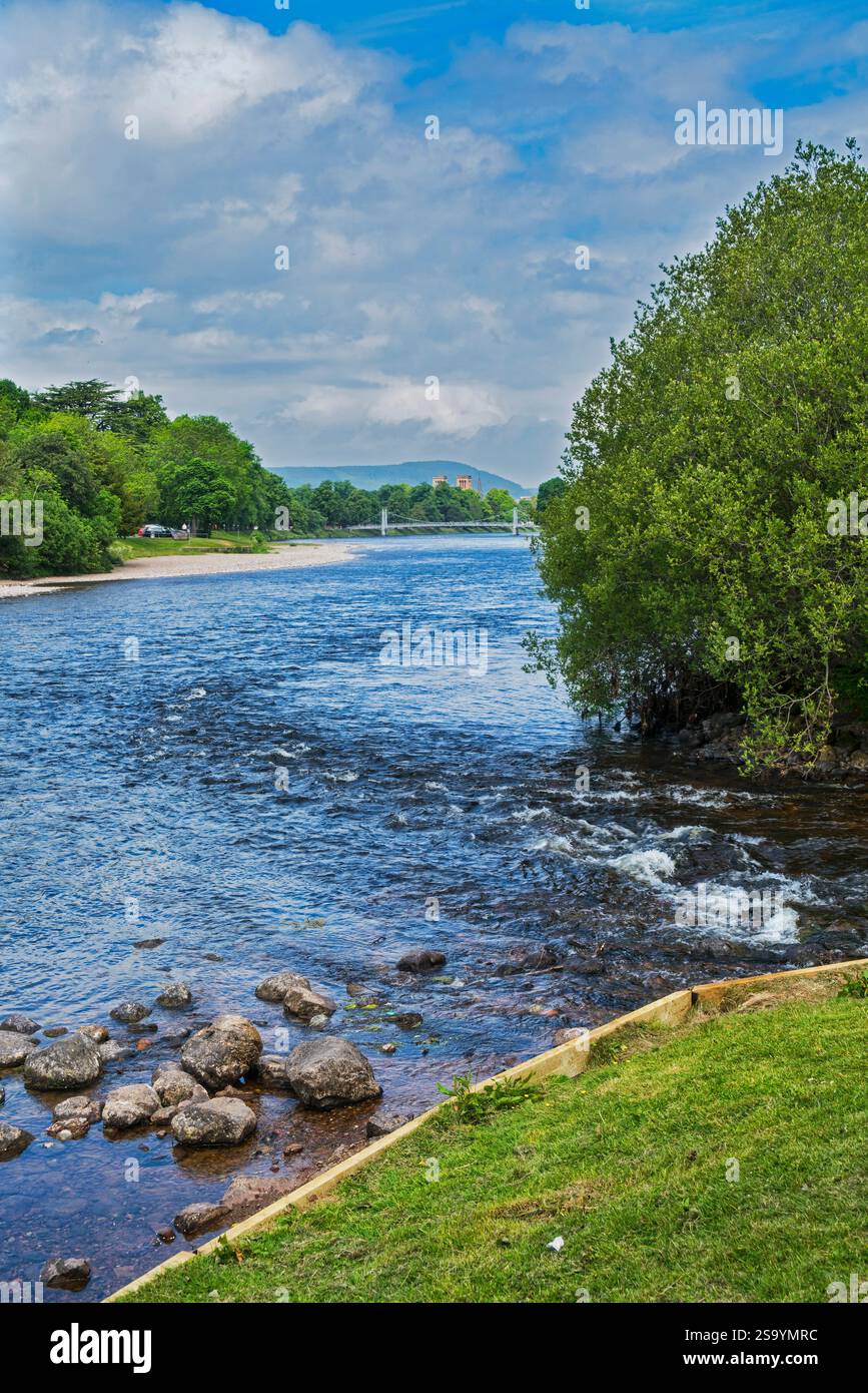 Islands walk on banks of River Ness in Inverness, Highland, Scotland ...