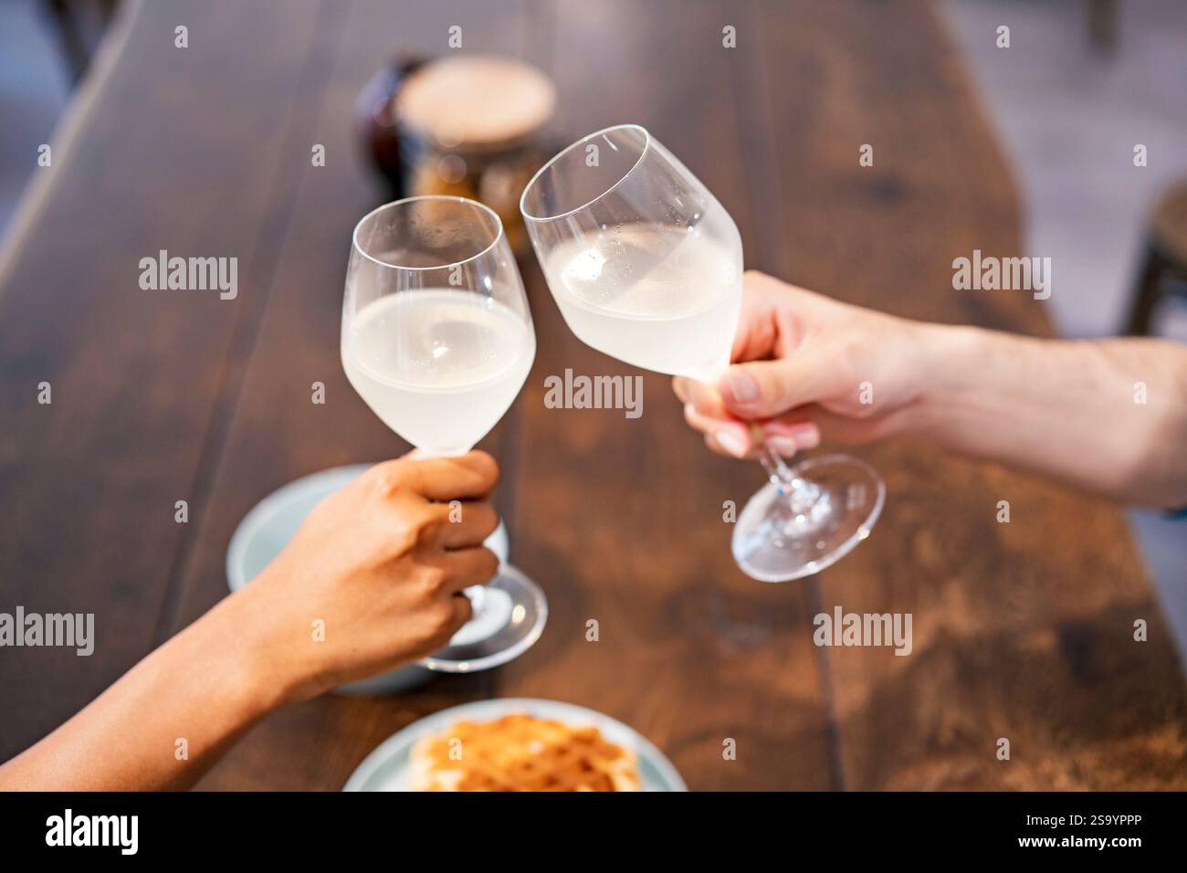 Image of man and woman (lover and couple) making a toast Stock Photo ...