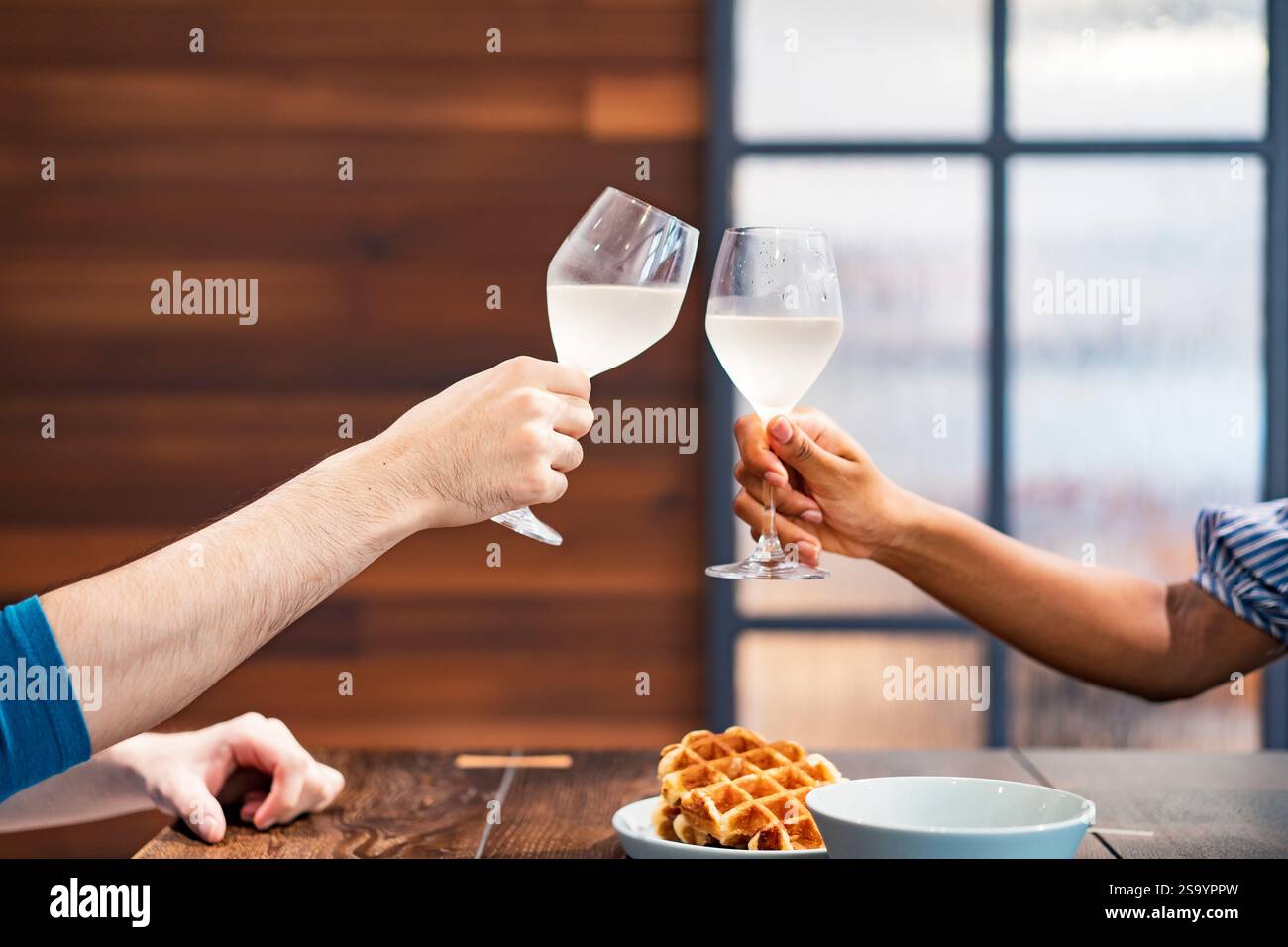 Image of man and woman (lover and couple) making a toast Stock Photo ...