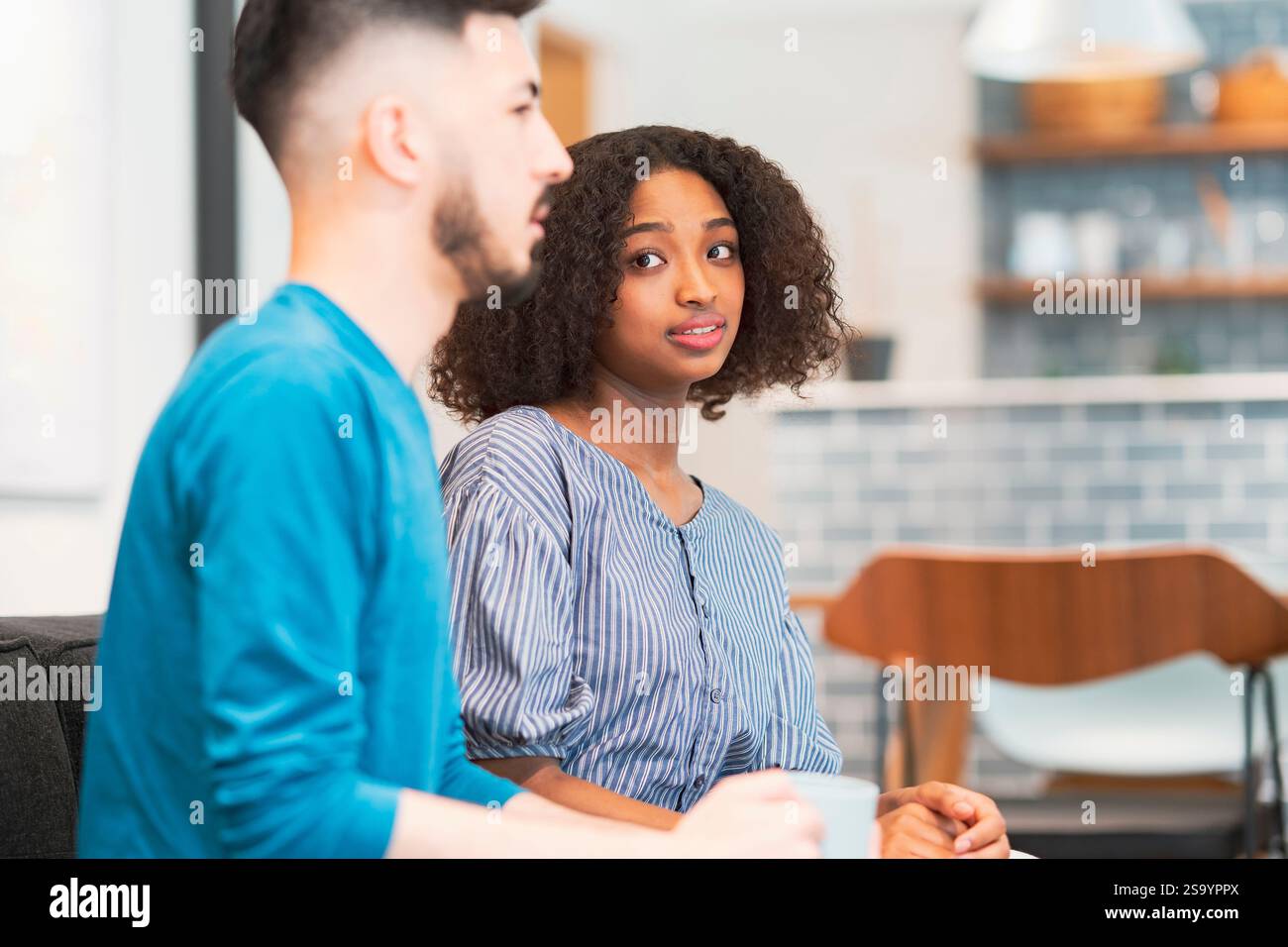Image of a couple/companies chatting Stock Photo - Alamy