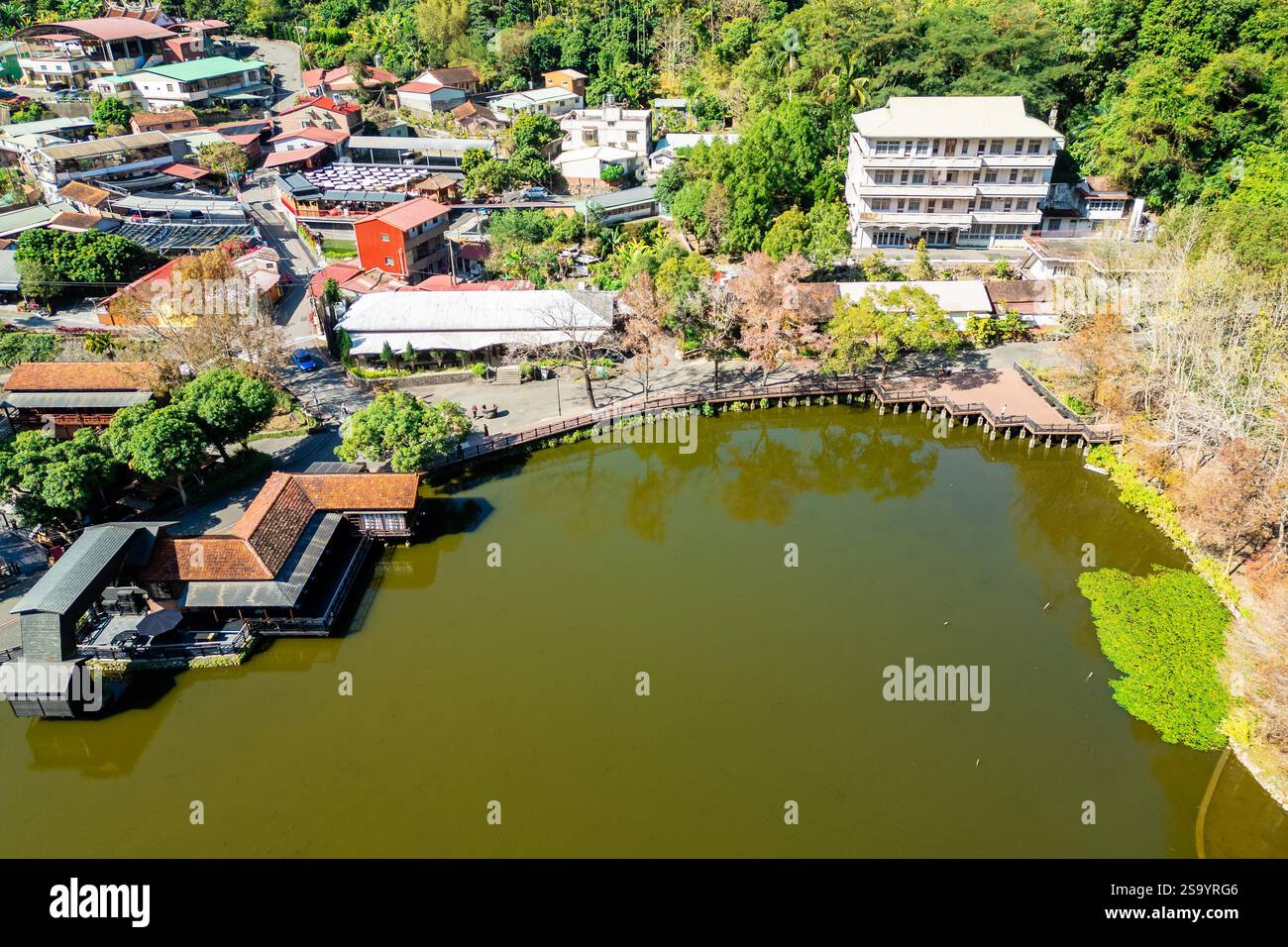 Aerial view of Checheng timber pond in Nantou County, Taiwan Stock ...