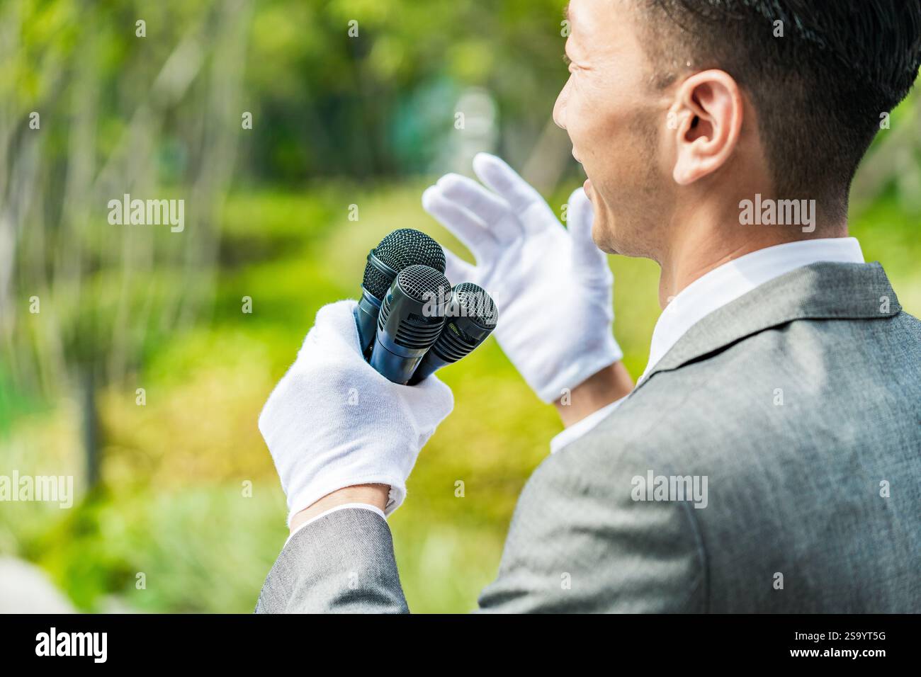 Image of election candidate speaking on the street Stock Photo - Alamy