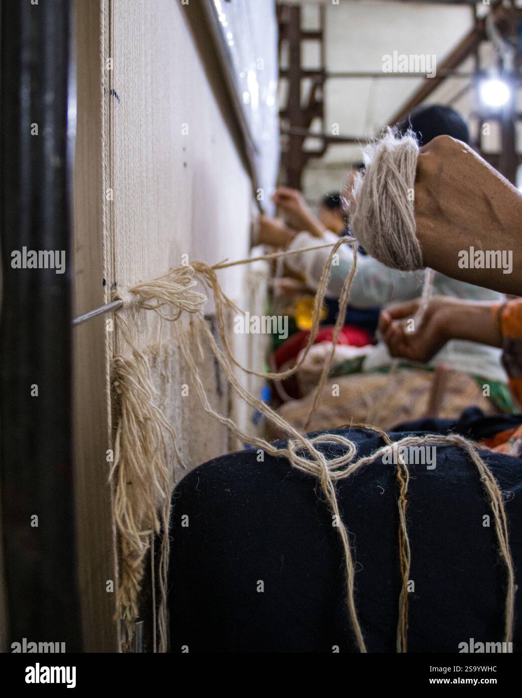 Carpet Factory workers weaving carpets. Bouddha, Kathmandu, Nepal Stock ...