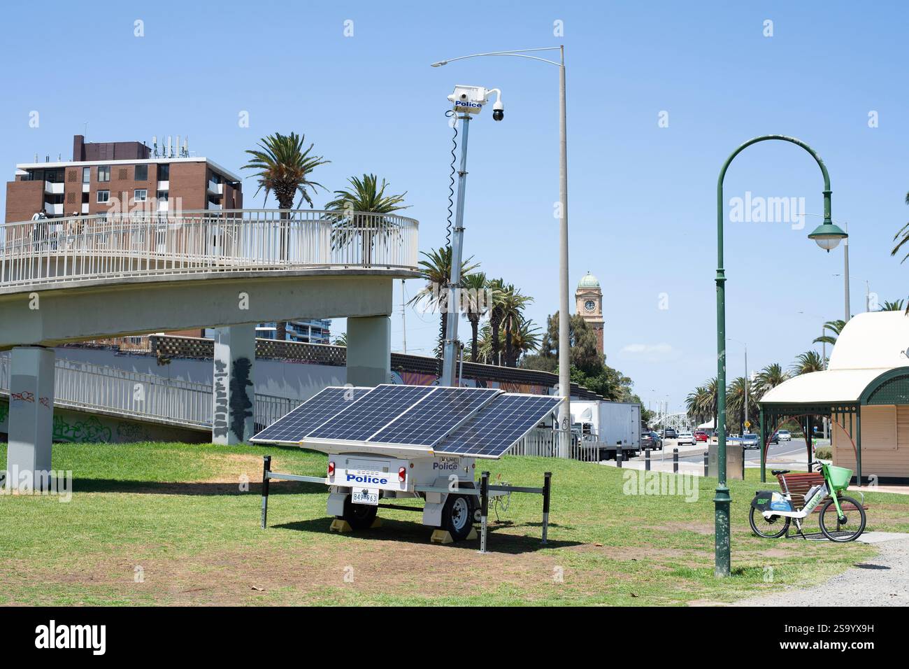 Mobile solar powered police surveillance camera portable trailer with ...