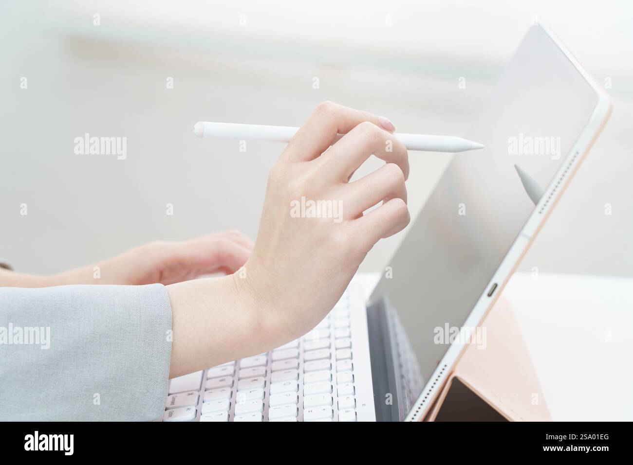 Manipulating a PC display with a stylus pen Stock Photo - Alamy