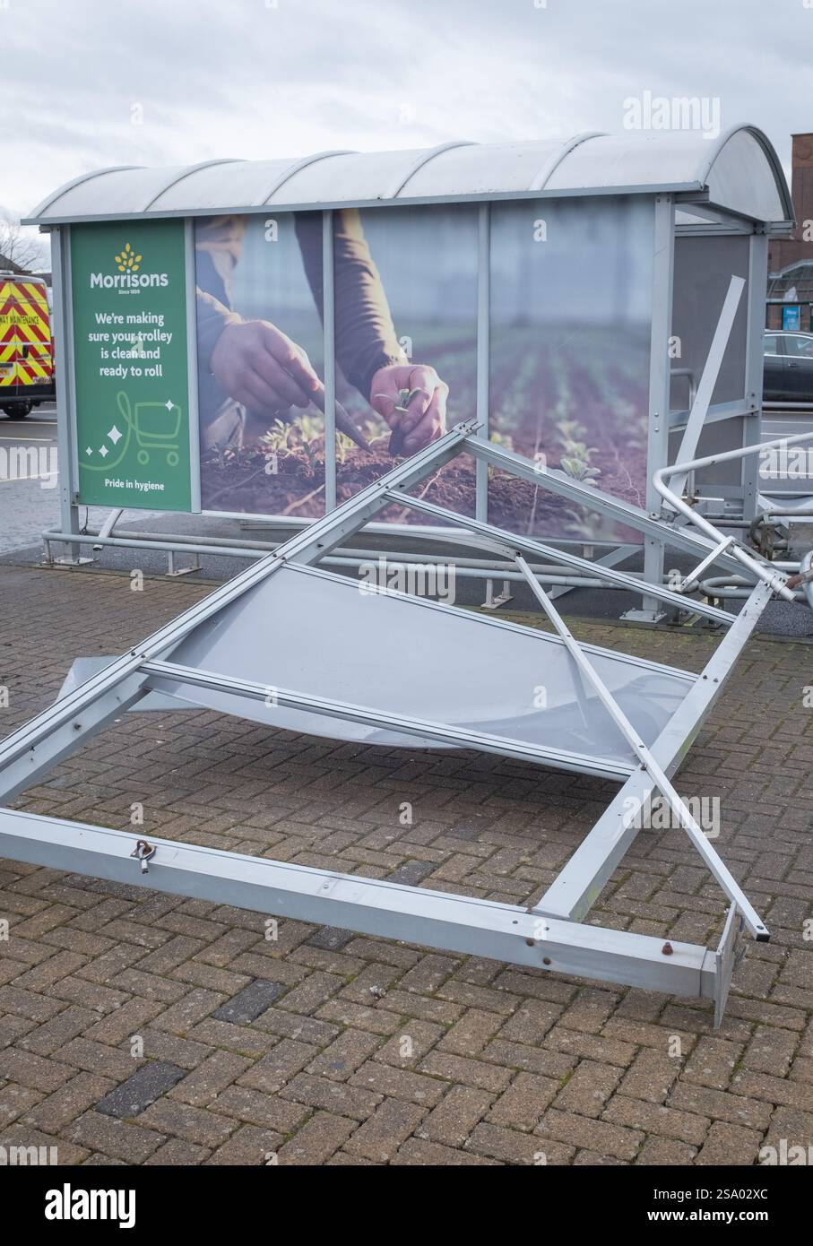 26th January two days after Storm Eowyn in Morrisons carpark in ...