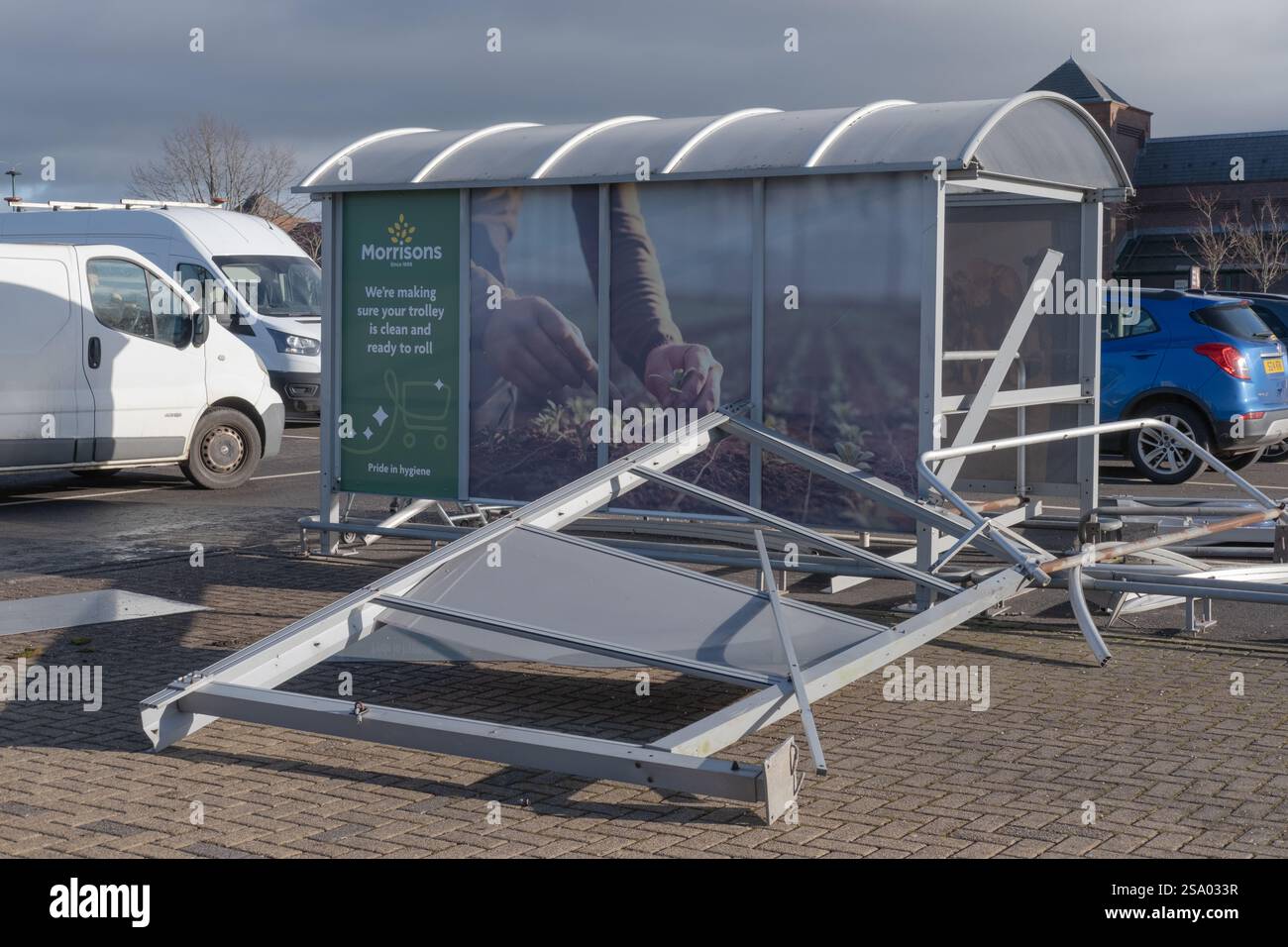 25th January 2025 the day after Storm Eowyn in Morrisons carpark in ...