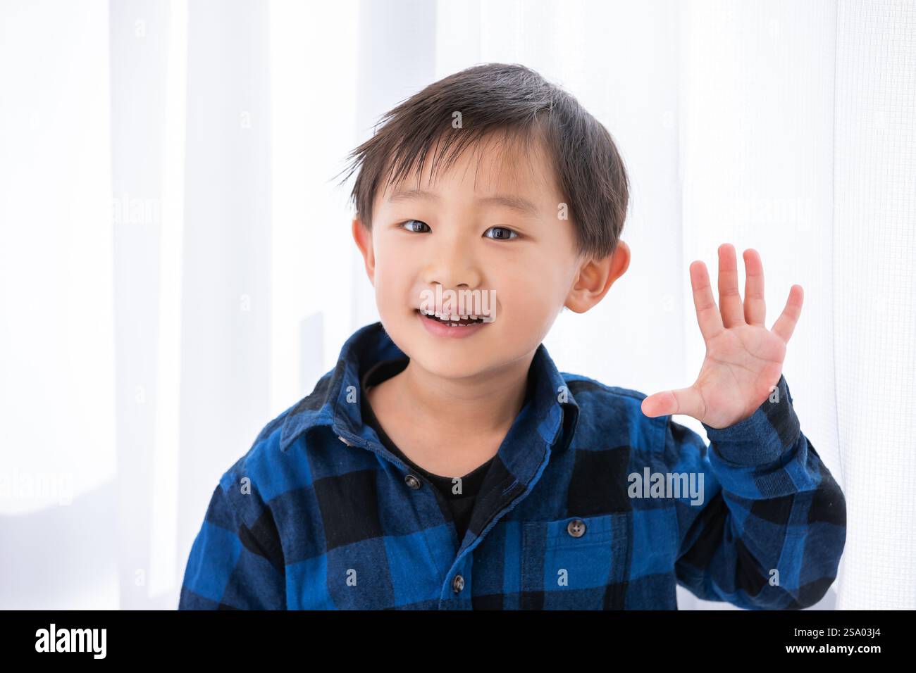 Boy raising his hand Raising his hand Stock Photo - Alamy