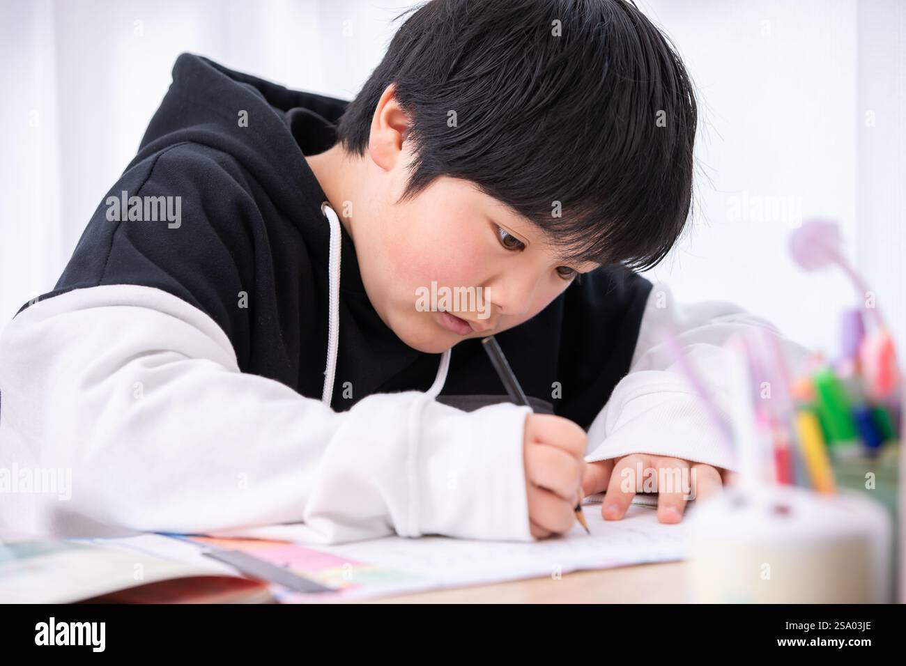 Primary school boy studying Stock Photo - Alamy