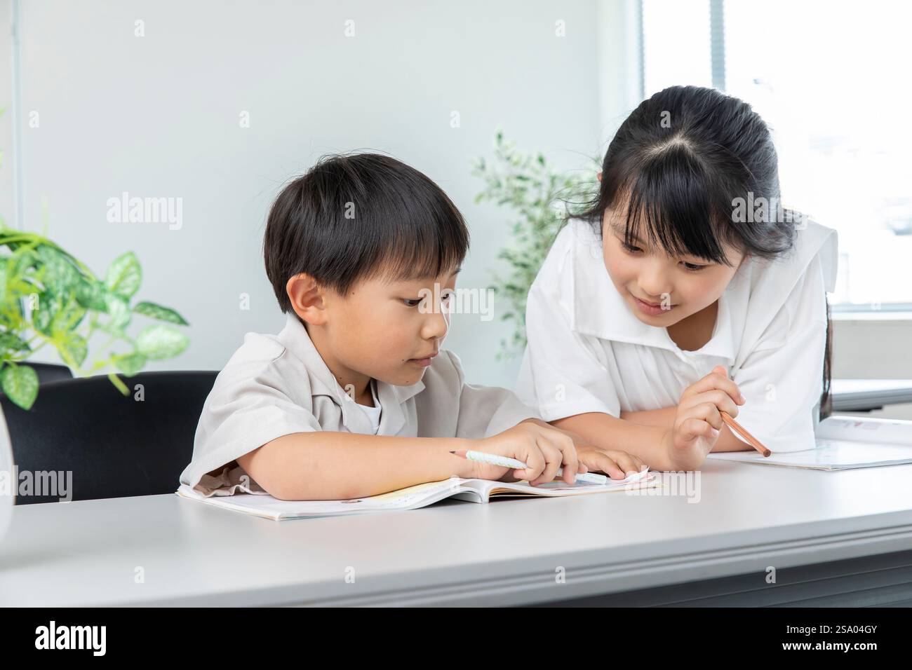 Primary schools student doing homework Stock Photo - Alamy