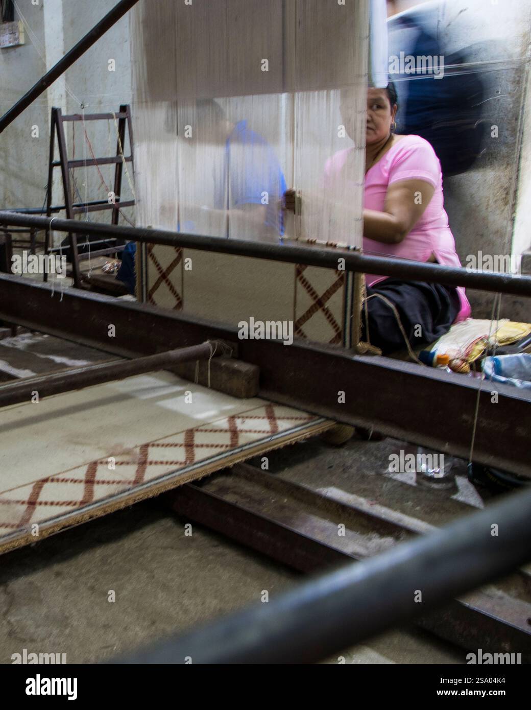 Carpet Factory workers weaving carpets. Bouddha, Kathmandu, Nepal Stock ...