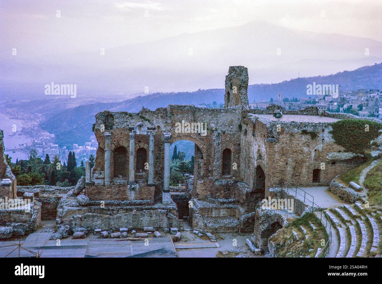 Ancient Greek theatre of Taormina, Sicily, Italy, Europe 1969 built in ...