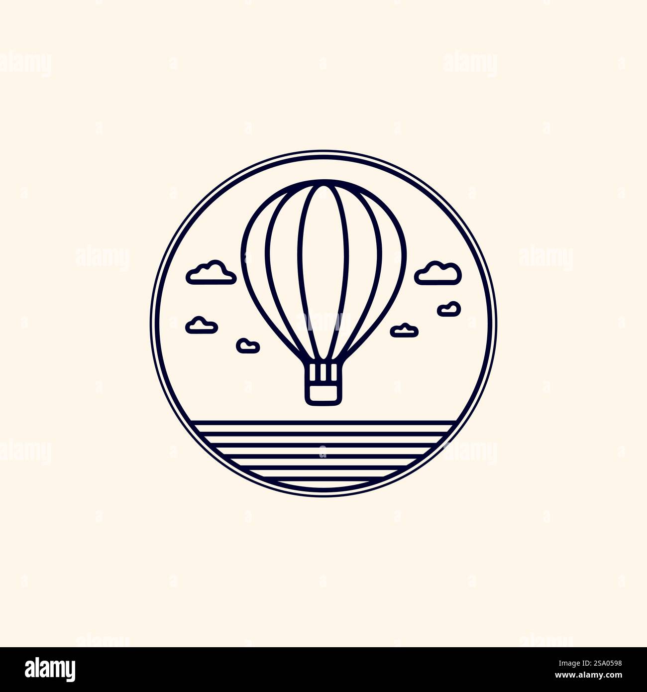 Minimalist hot air balloon line art logo design Stock Vector Image ...
