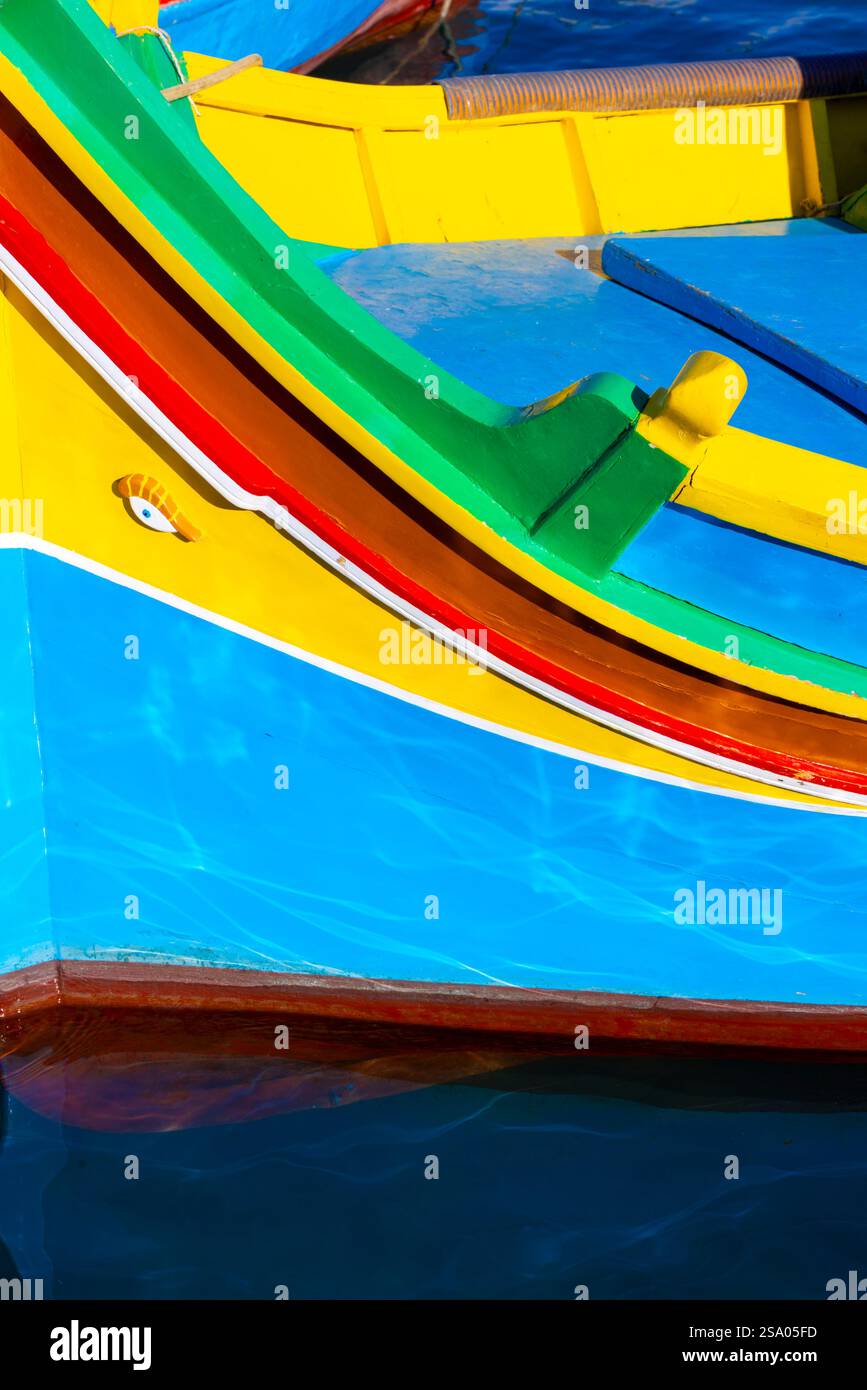 A Colourful Luzzu with the Eye of Osiris in Marsaxlokk Harbour ...