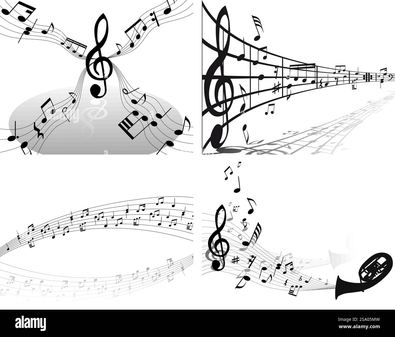 Set of four vector musical notes staff Stock Vector Image & Art - Alamy