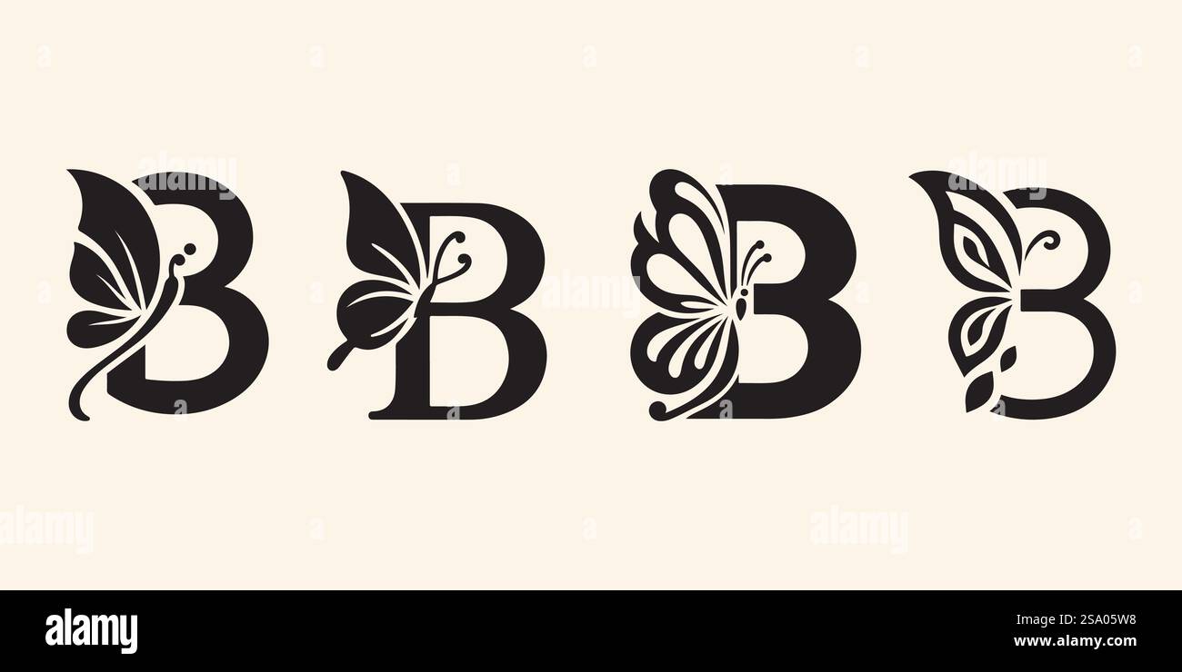 Butterfly letter B logo and vector illustration Stock Vector Image ...