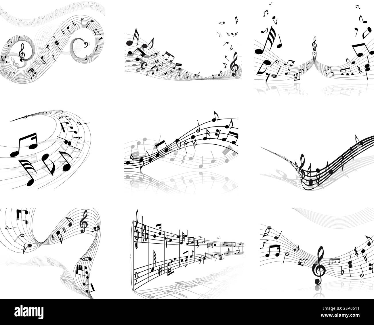 Vector musical notes staff backgrounds set for design use Stock Vector ...