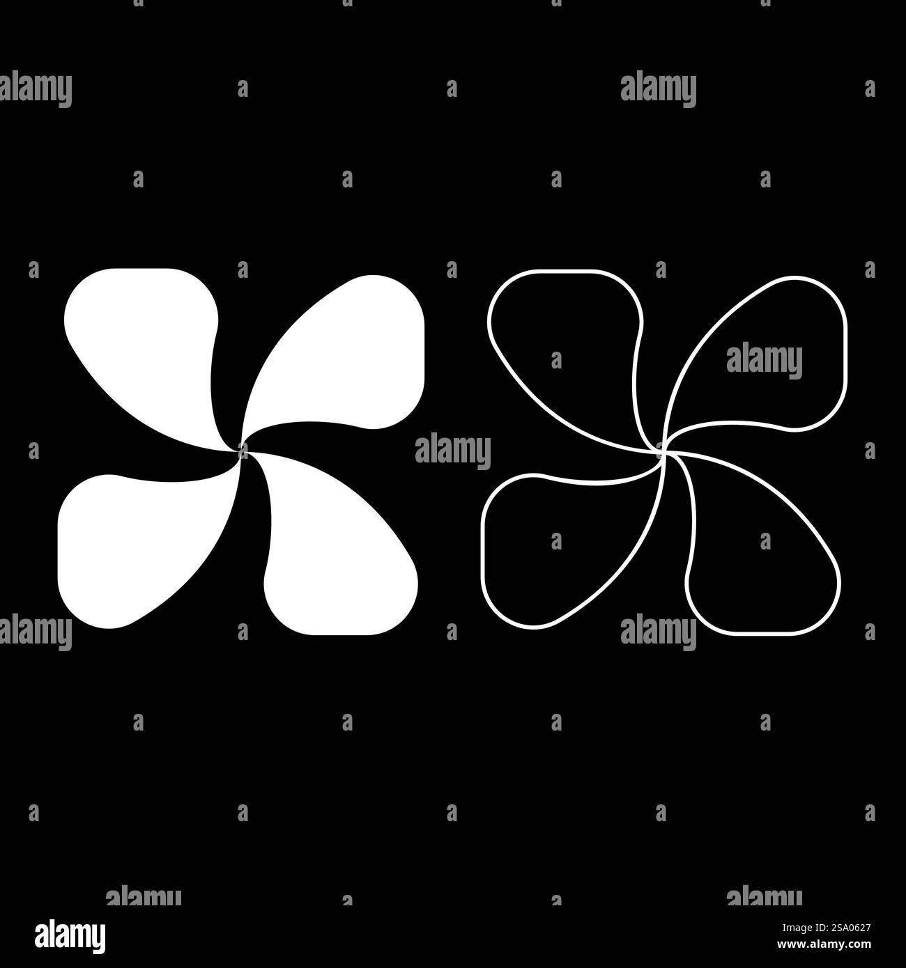 Four lobed fan blade paddle vane ventilation blade set icon white color vector illustration ...