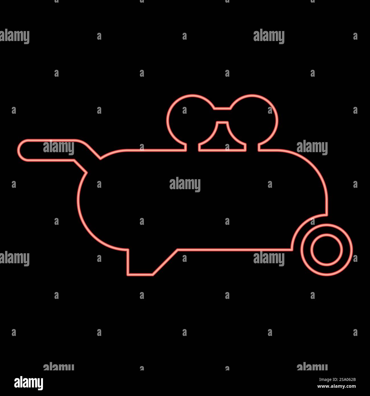 Neon air compressor pneumatic red color vector illustration image flat ...
