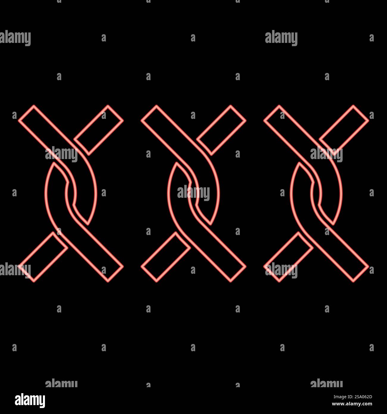 Neon chain fence twisted wire red color vector illustration image flat ...