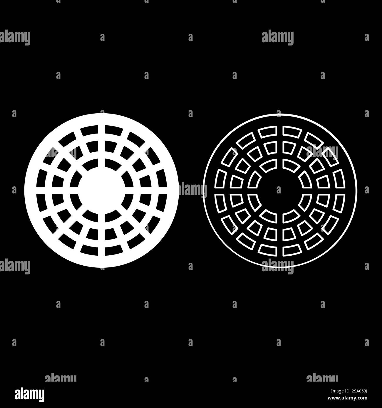 Sewer hatch manhole cover set icon white color vector illustration image simple solid fill ...