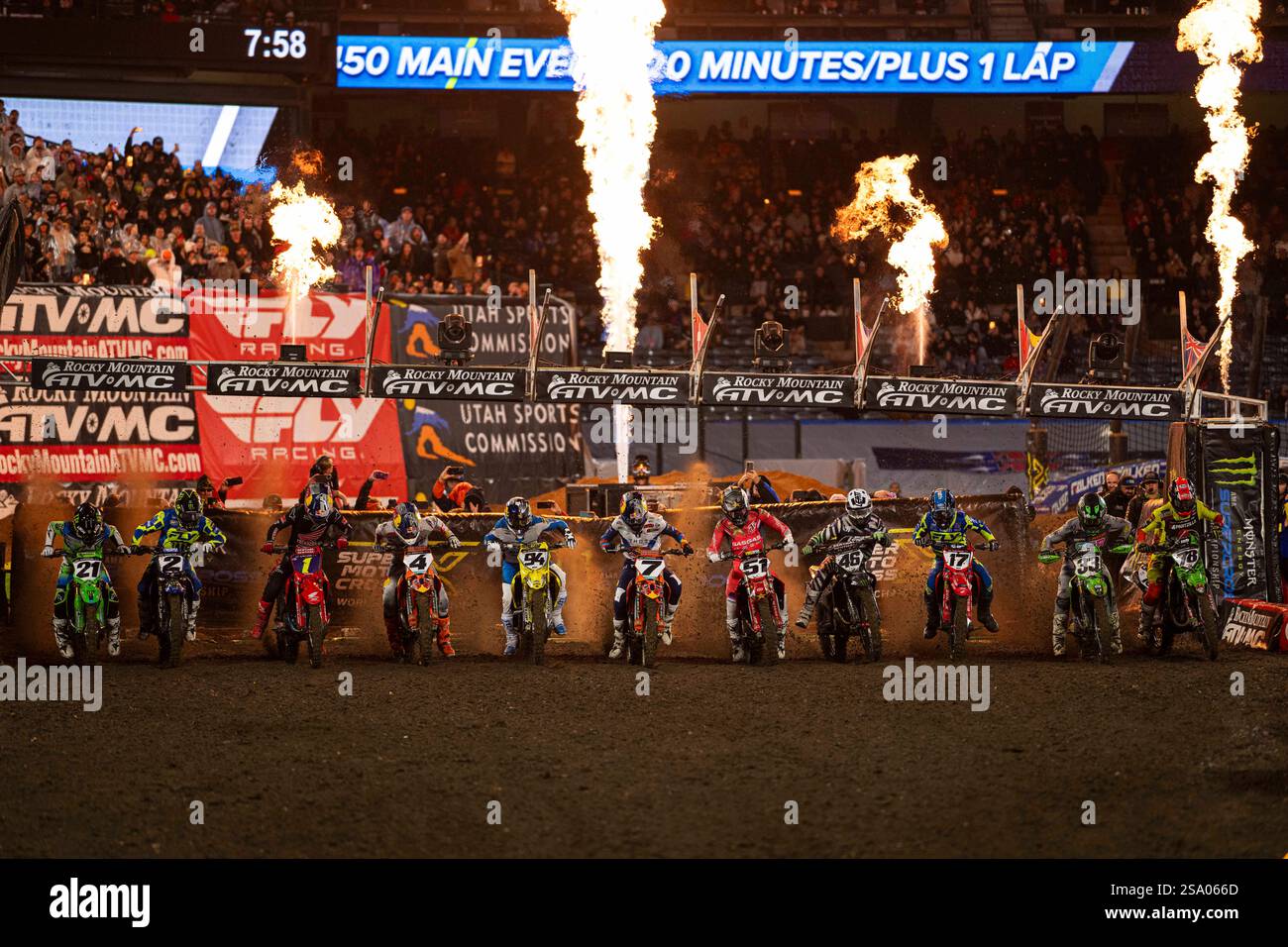 Racers from the 450 class take off from the starting line. The 2025 ...