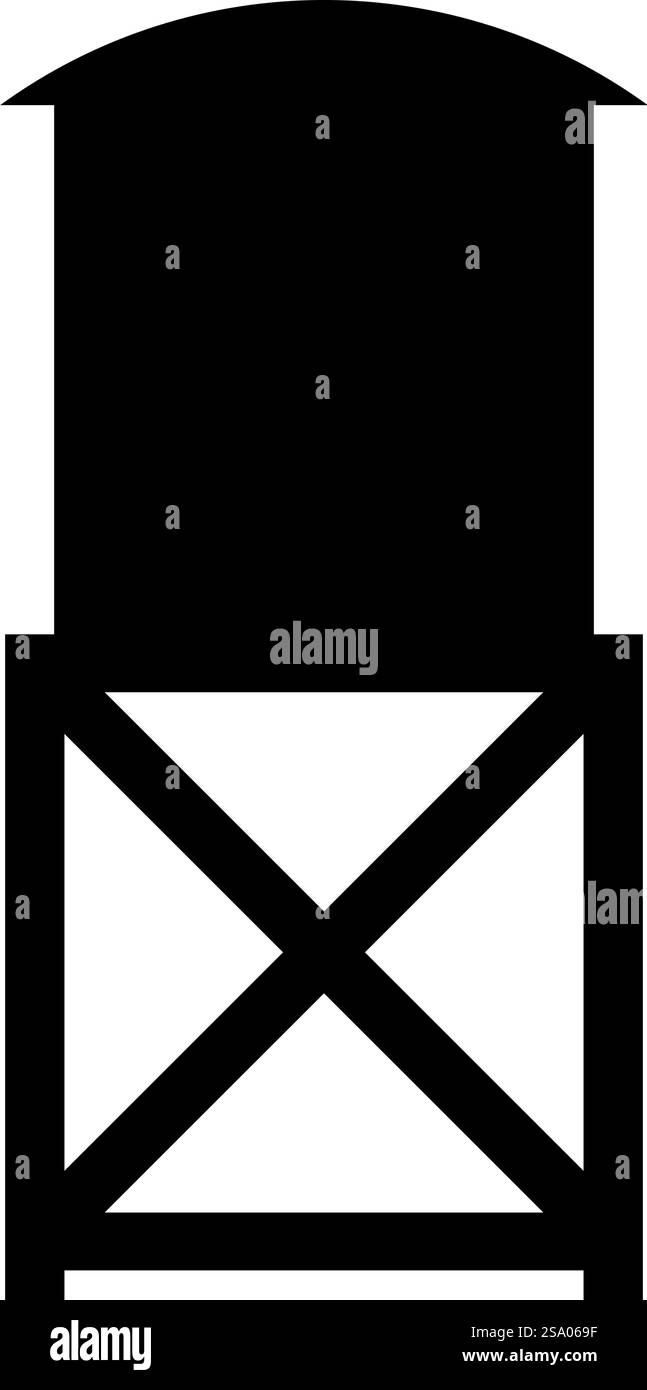 Water tower elevated industrial construction tank icon black color ...