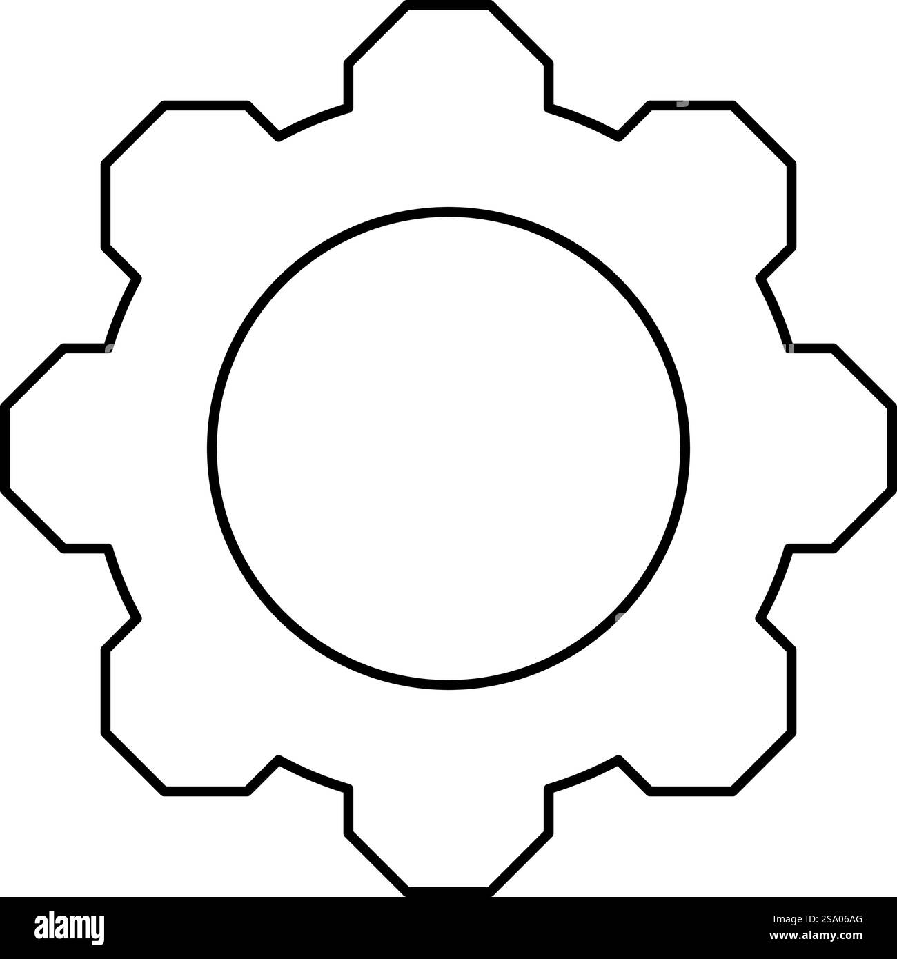Gear cogwheel contour outline line icon black color vector illustration ...